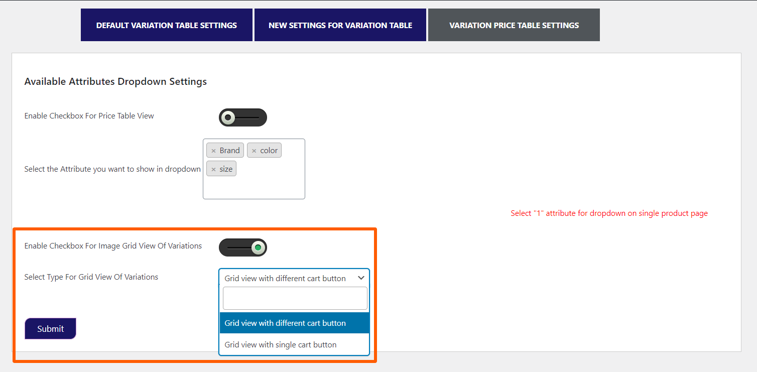 WooCommerce Product Variation Table - Tabular Format, Grid View of Variation, Table ...
